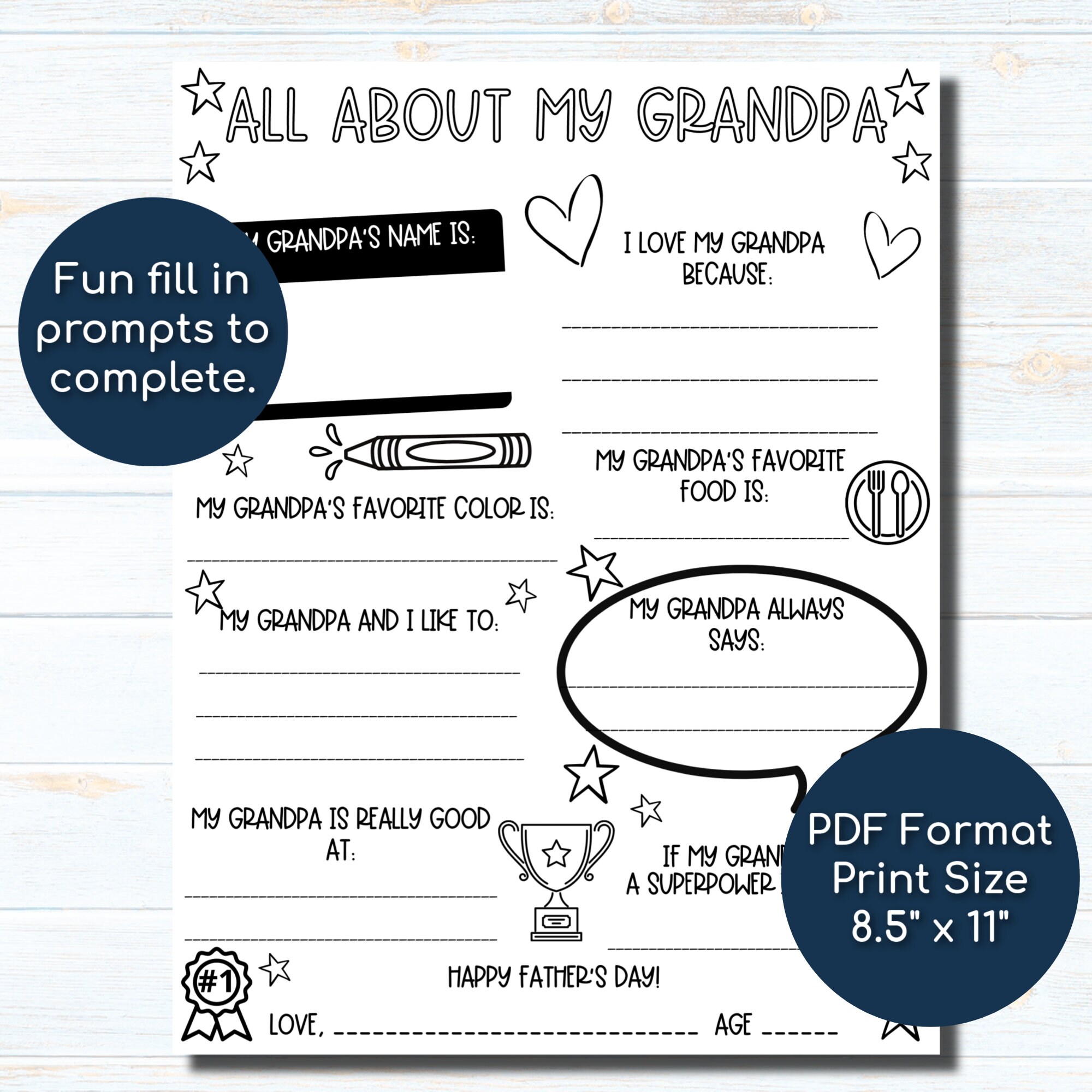 All About My Dad Printable, Father's Day Printables, Father's Day ...