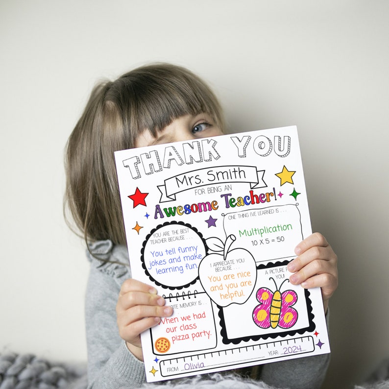 Teacher Appreciation Printable Thank You for Being an Awesome Teacher ...