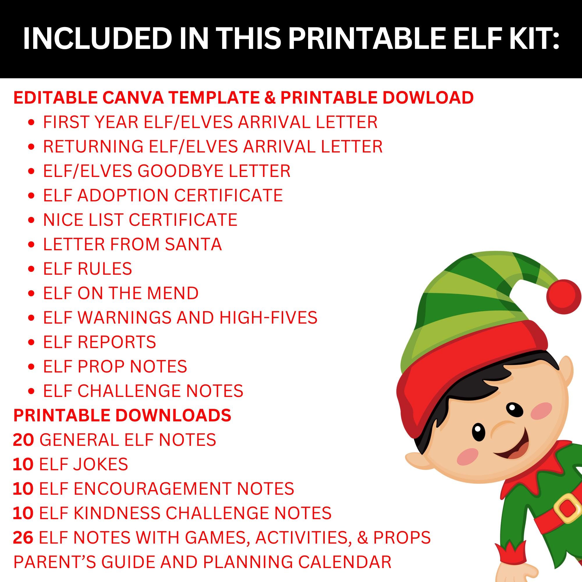 Printable Elf Adventure Kit | Notes, Letters & Props | Christmas Elf ...