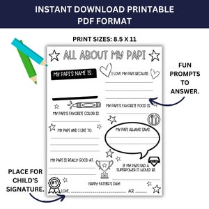 All About My Papi Printable, Father's Day Printable, Father's Day Papi ...