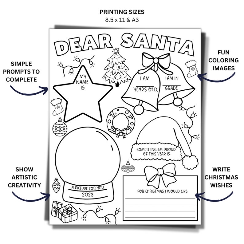 Printable Letter to Santa Instant Download 8.5 X 11 and A4 Sizes ...