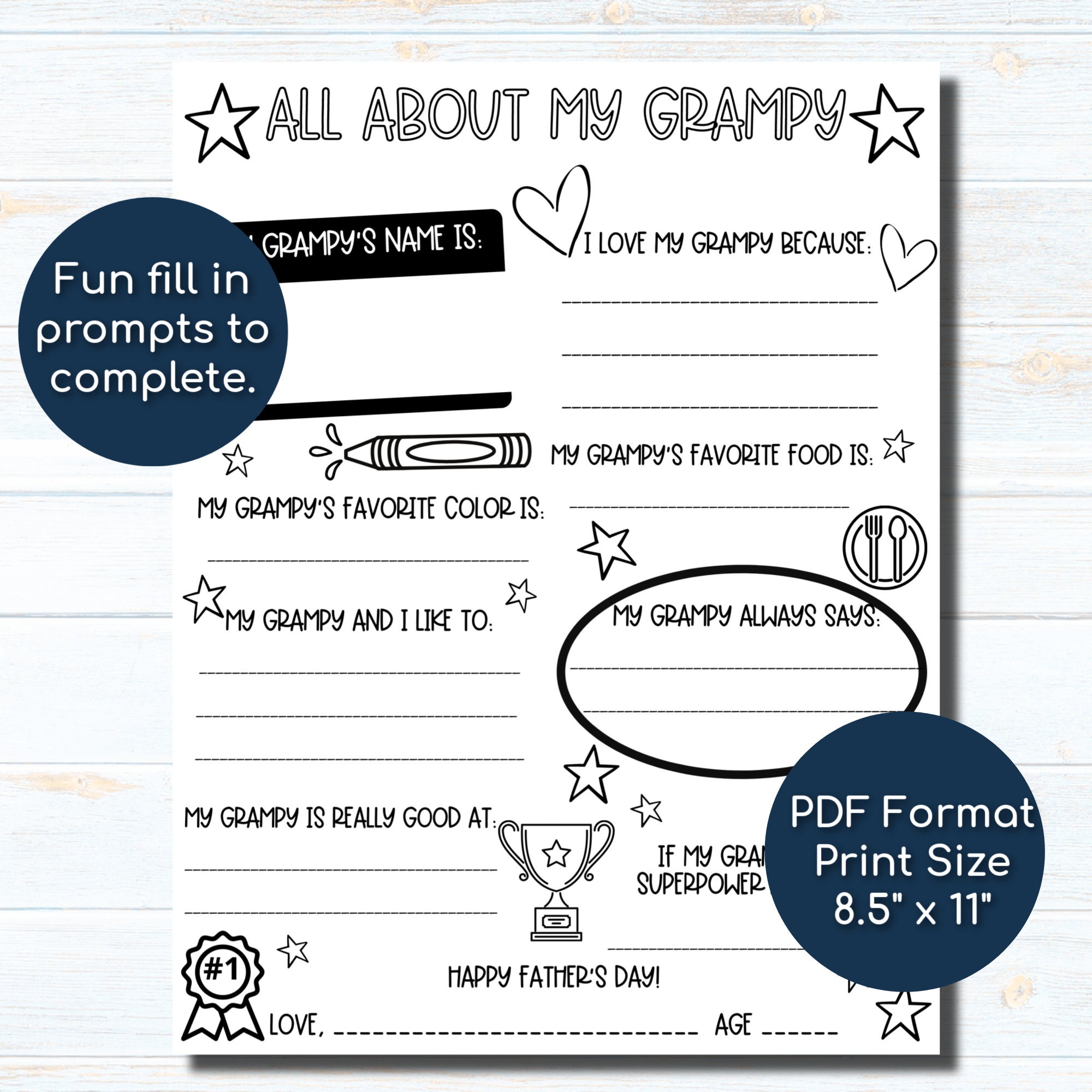 Father's Day Gift for Grandpa All About My Grampy - Etsy