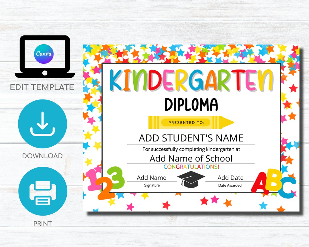 Kindergarten Graduation Certificate, Kindergarten Diploma, Kindergarten ...