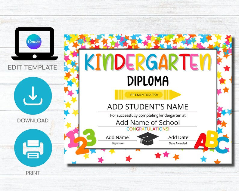 Kindergarten Graduation Certificate, Kindergarten Diploma, Kindergarten ...