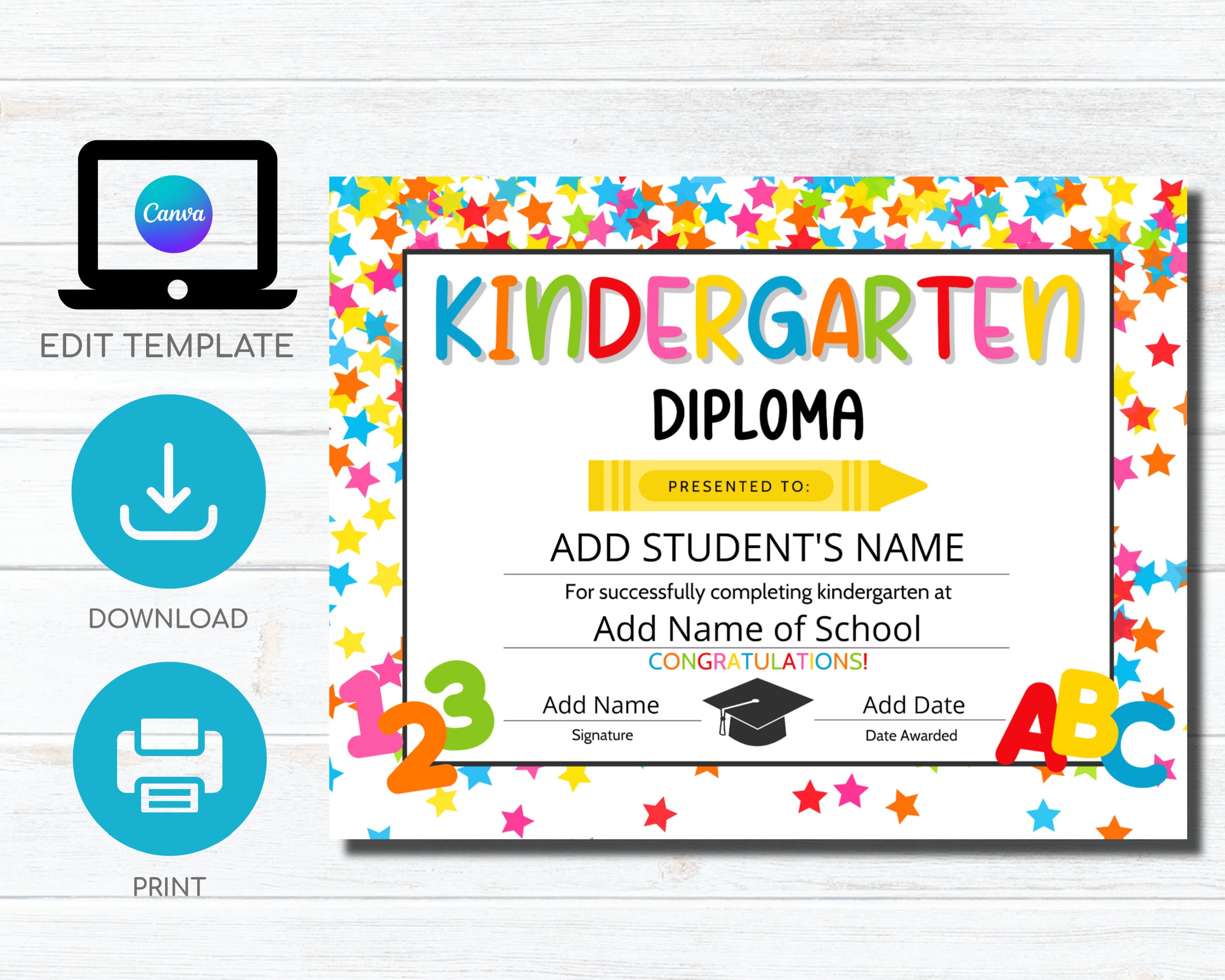 Kindergarten Graduation Certificate, Kindergarten Diploma, Kindergarten ...