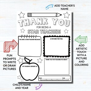 Teacher Appreciation Printable: Thank You Star Survey (PDF) - Etsy