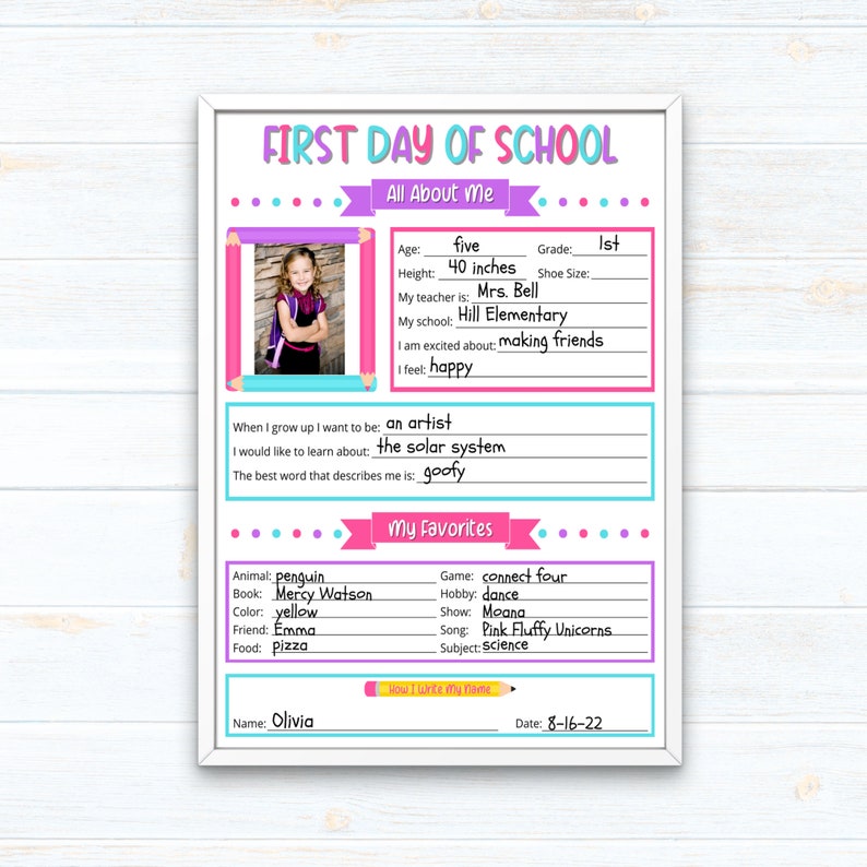 All About Me Printable, First and Last Day of School Printable, Back to ...