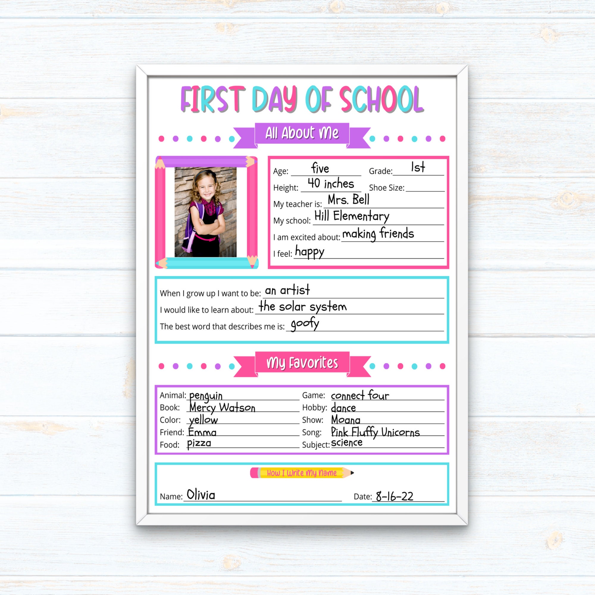 All About Me Printable, First and Last Day of School Printable, Back to ...