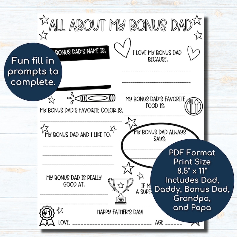 All About My Dad Printable, Father's Day Printables, Father's Day ...