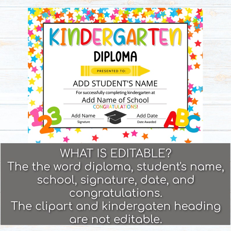 Kindergarten Graduation Certificate, Kindergarten Diploma, Kindergarten ...