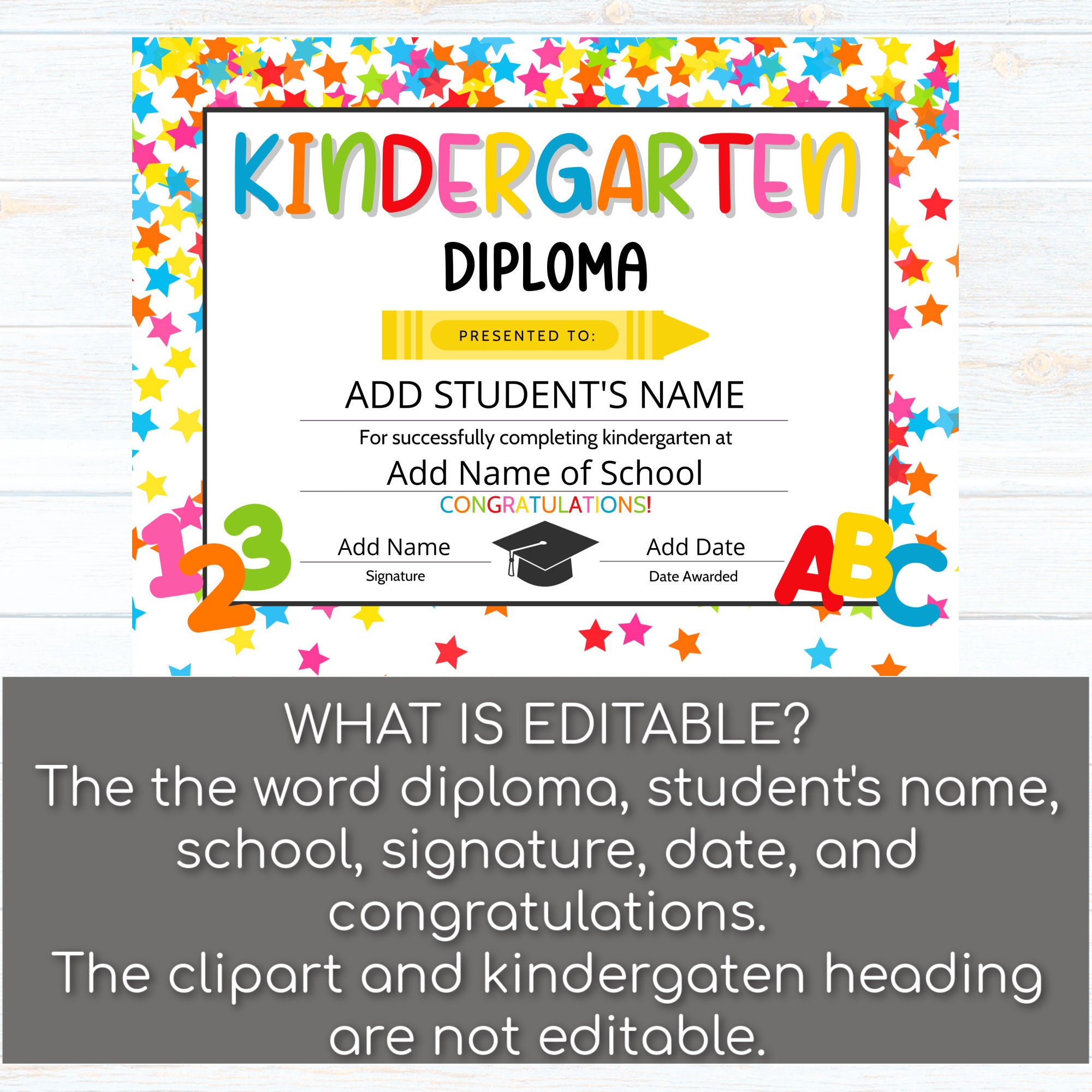 Kindergarten Graduation Certificate, Kindergarten Diploma, Kindergarten ...