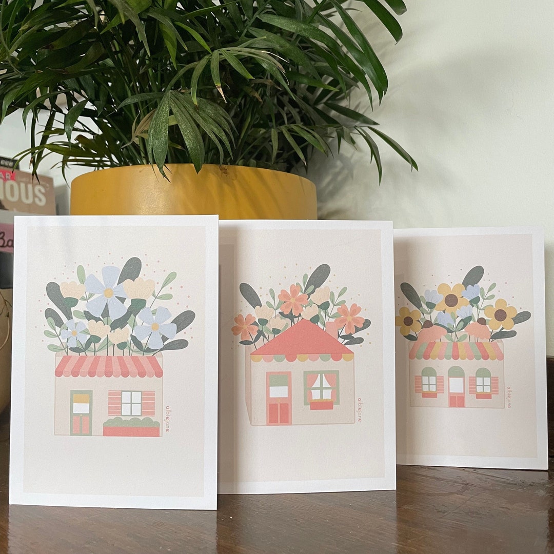 Little Flower House Greeting Card Set - Etsy Österreich