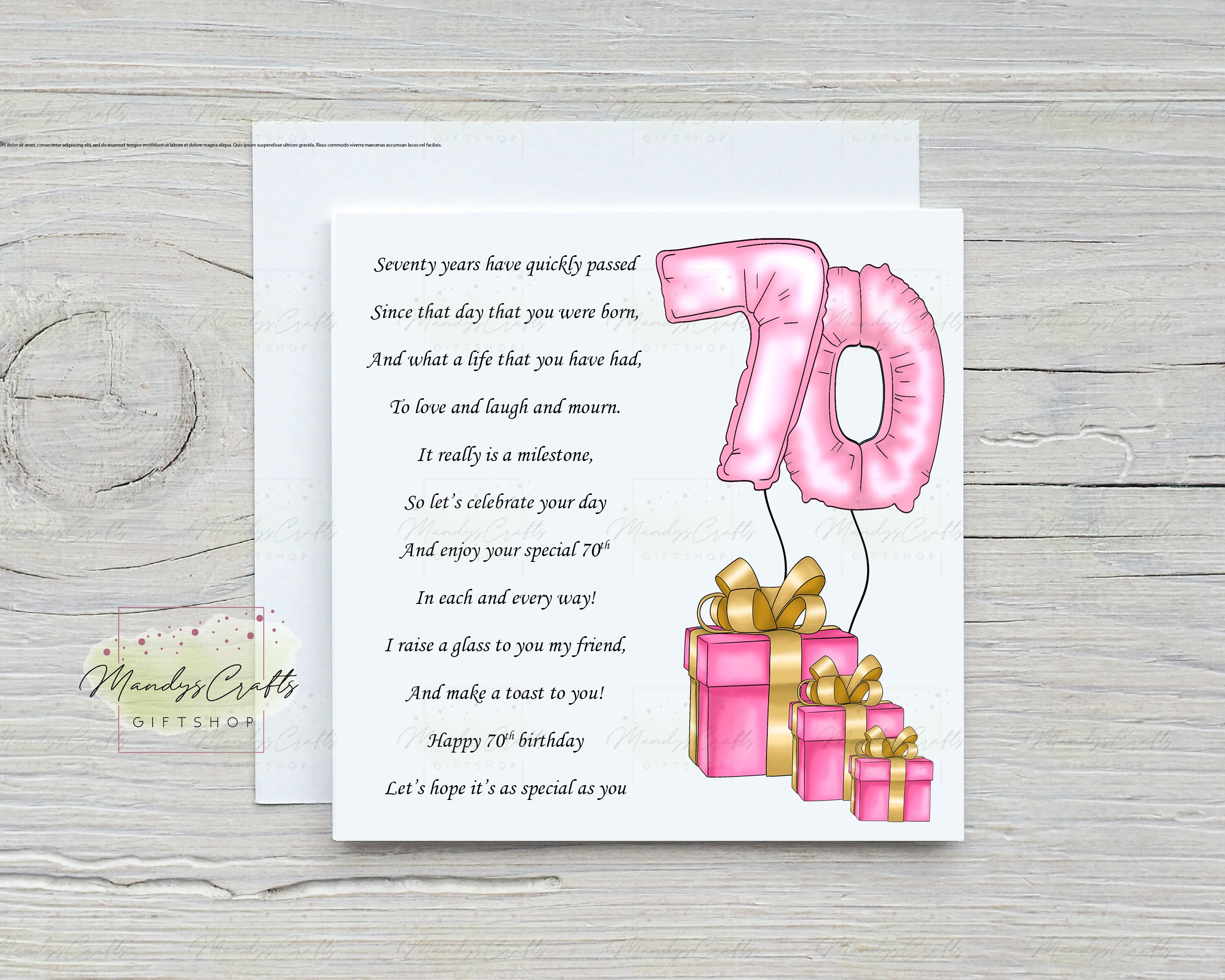 60th/70th/80th Birthday Card With Keepsake Poem Helium - Etsy