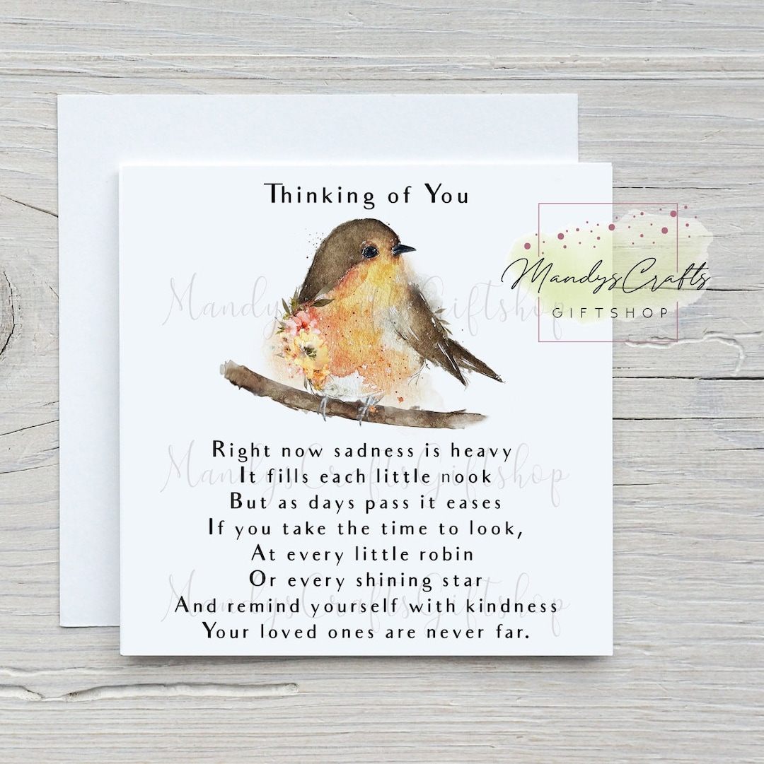 Thinking of You Greeting Card, Robin, Sympathy, Condolence, Bereavement ...