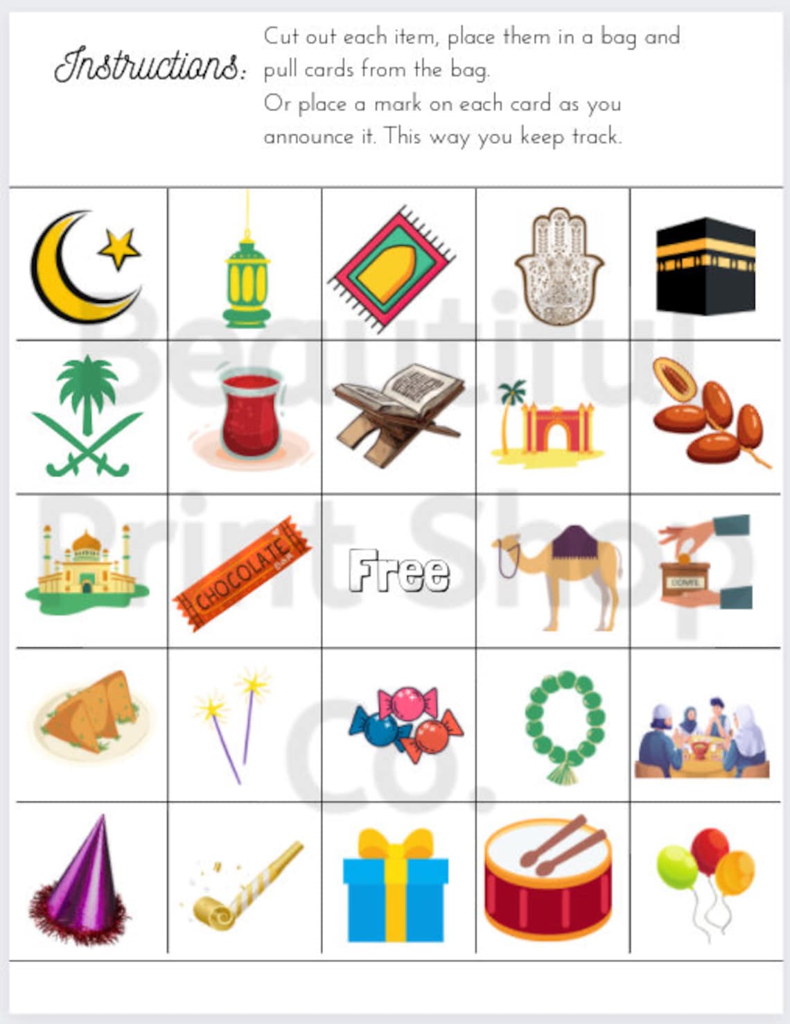 Ramadan Bingo, Ramadan Game, Ramadan Mubarak Game, Ramadan Activity ...