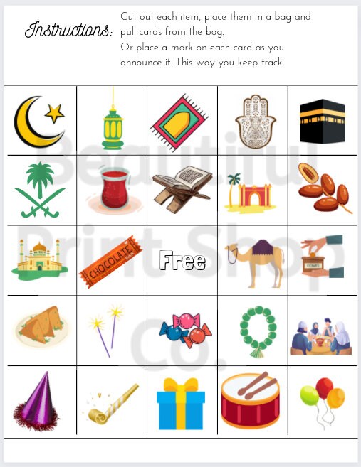 Ramadan Bingo, Ramadan Game, Ramadan Mubarak Game, Ramadan Activity ...