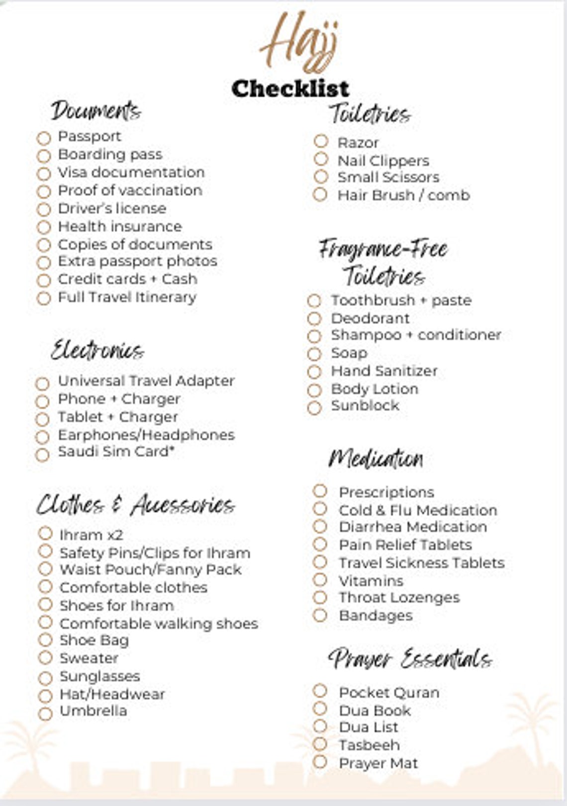 Hajj & Umrah Packing Checklist: Essential Travel List (digital Download ...
