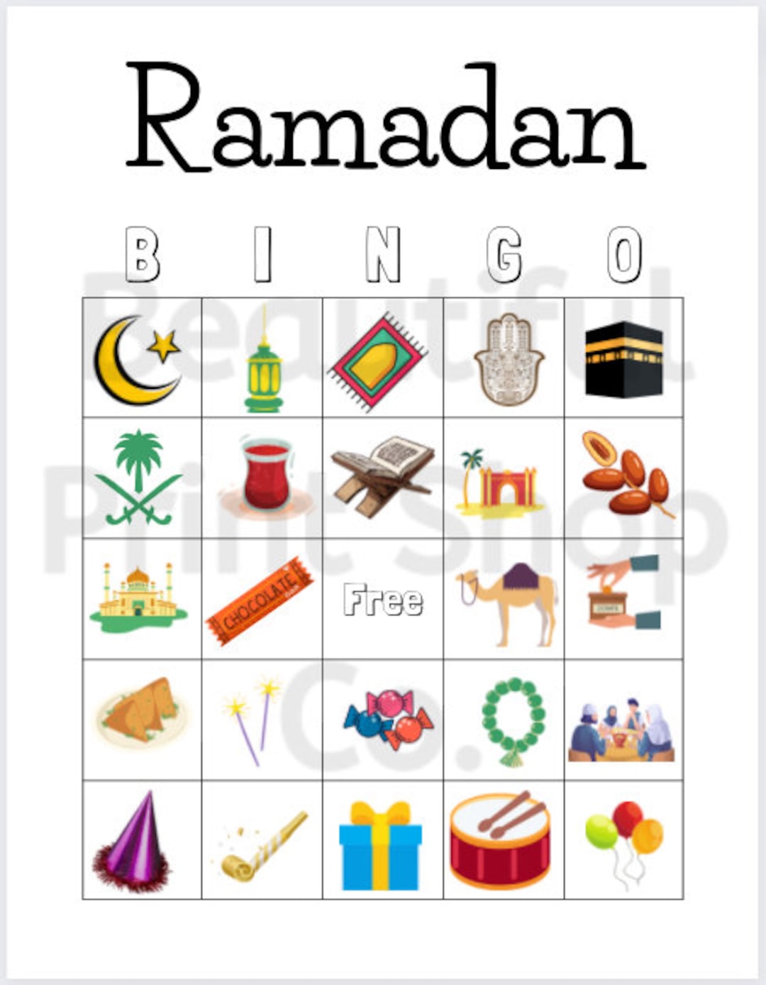 Ramadan Bingo, Ramadan Game, Ramadan Mubarak Game, Ramadan Activity ...