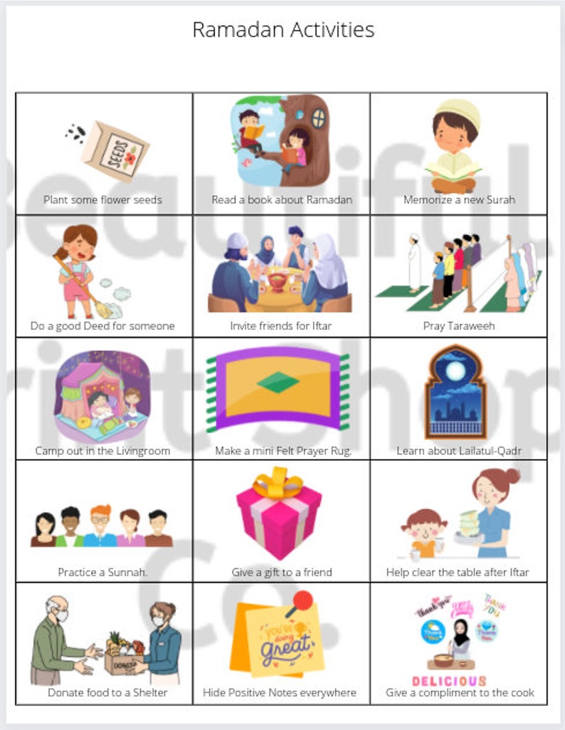 Ramadan Advent Cards, Ramadan Task Cards, Ramadan Activity Cards ...