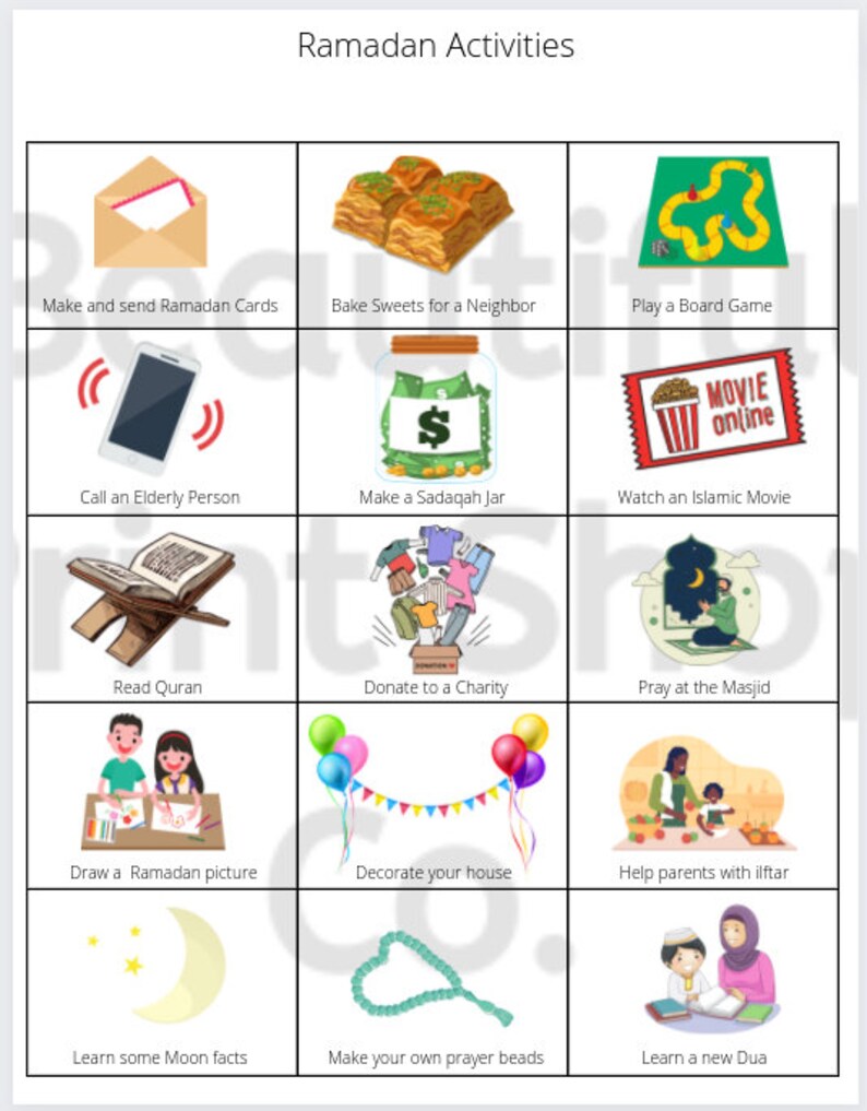 Ramadan Advent Cards, Ramadan Task Cards, Ramadan Activity Cards ...