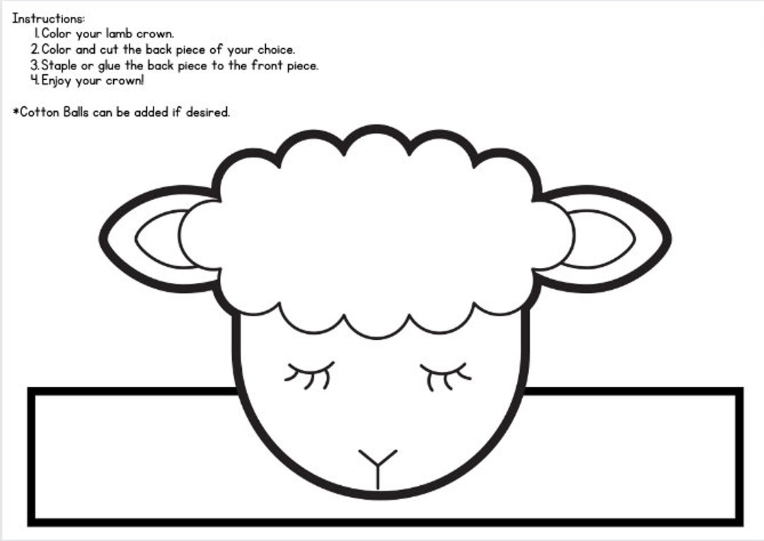 Lamb Crown: Eid Al-adha Party Hat, Printable Coloring Craft (digital ...