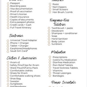 Hajj Checklist, Umarh Checklist, Hajj/umrah Checklist, Hajj Packing ...