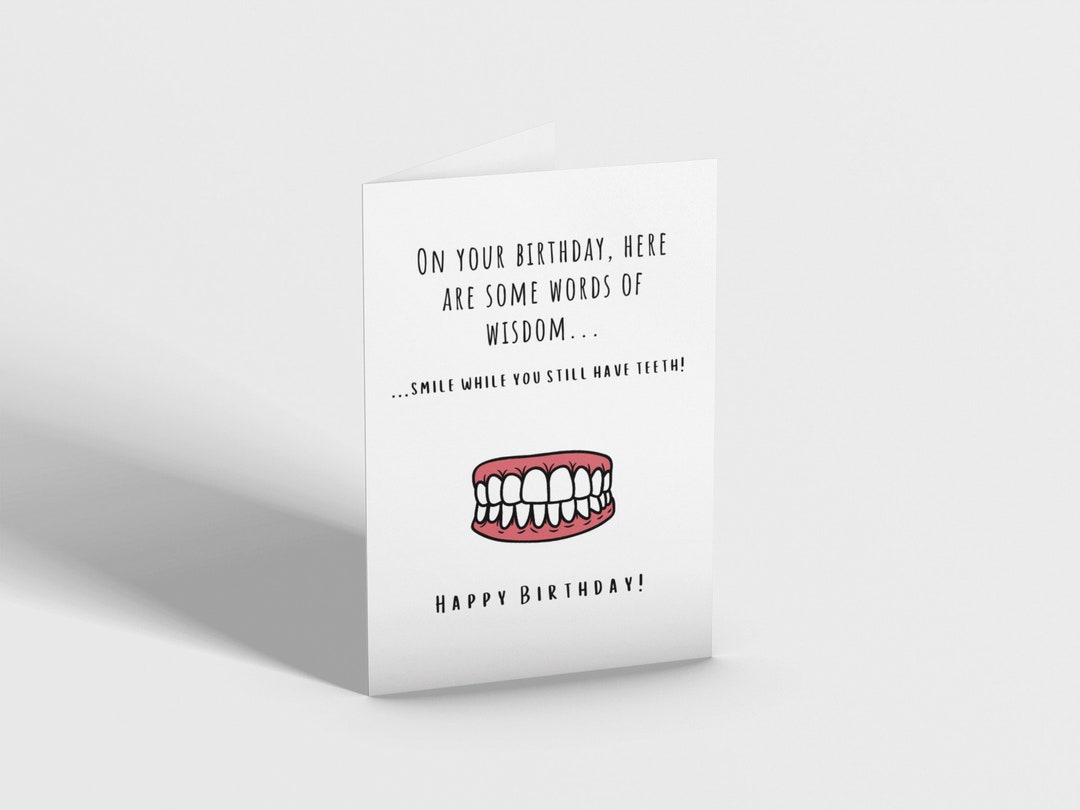 Teeth Rude Birthday Greeting Card, Blank Inside Funny Note Card, Snarky ...