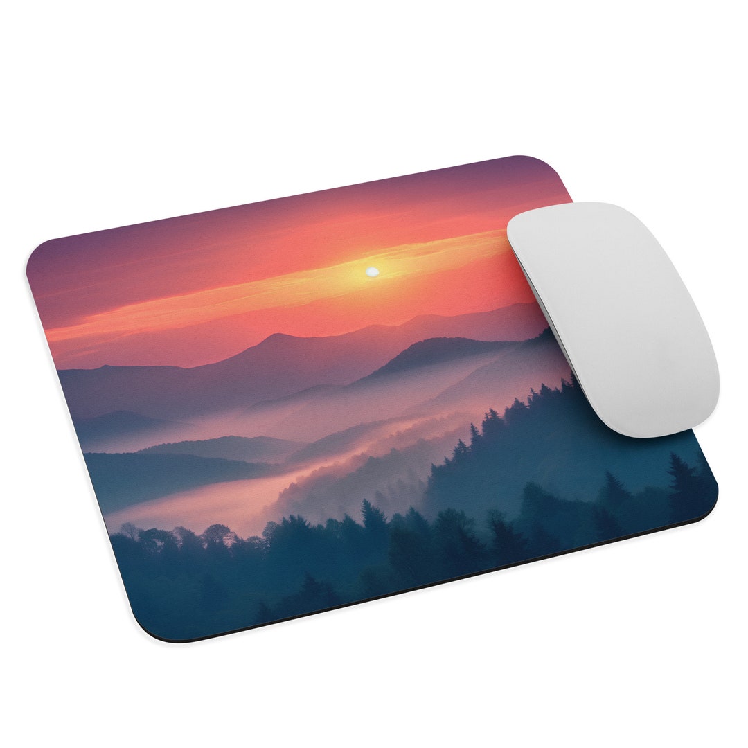 Mousepad Pastel Nature Mountains Sun Design - Idea for the Office, Home ...