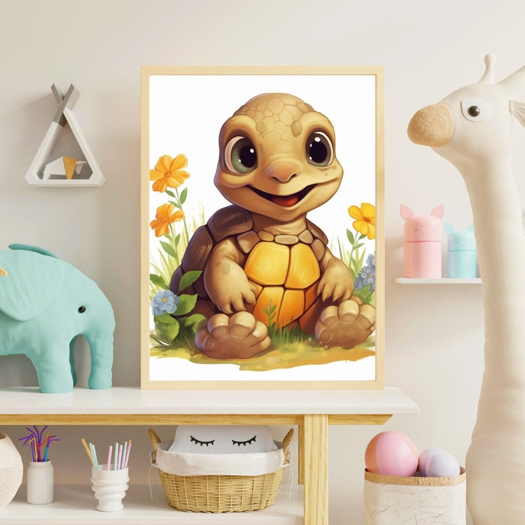 Nursery Baby Animals Poster Cute Little Turtle Baby Turtle - Etsy