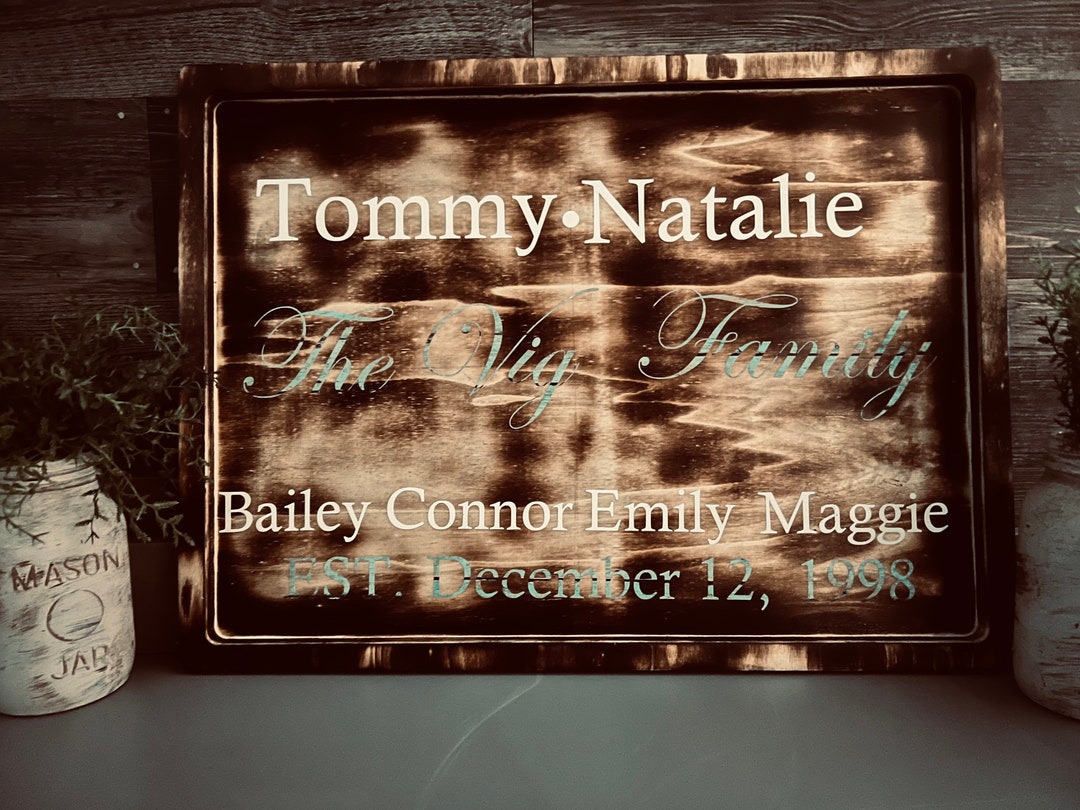 Custom Woodburned Family Name Board - Etsy