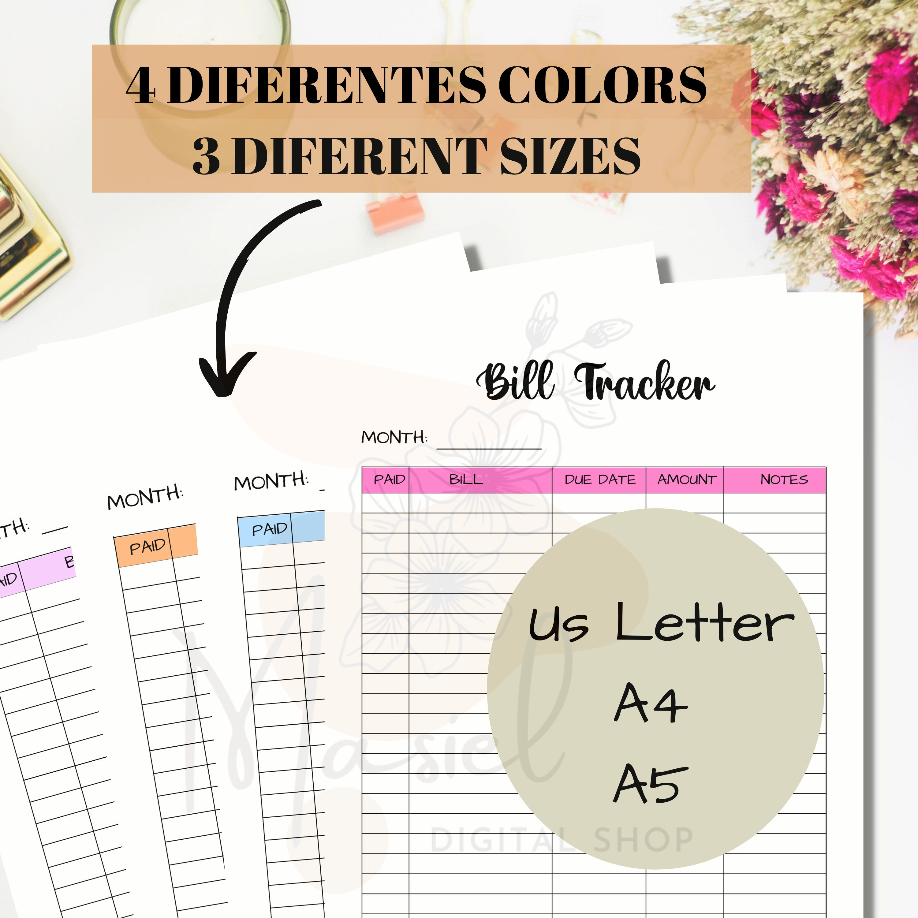 Bill Tracker Template | Printable | Letter Size Bill Tracker Pdf ...