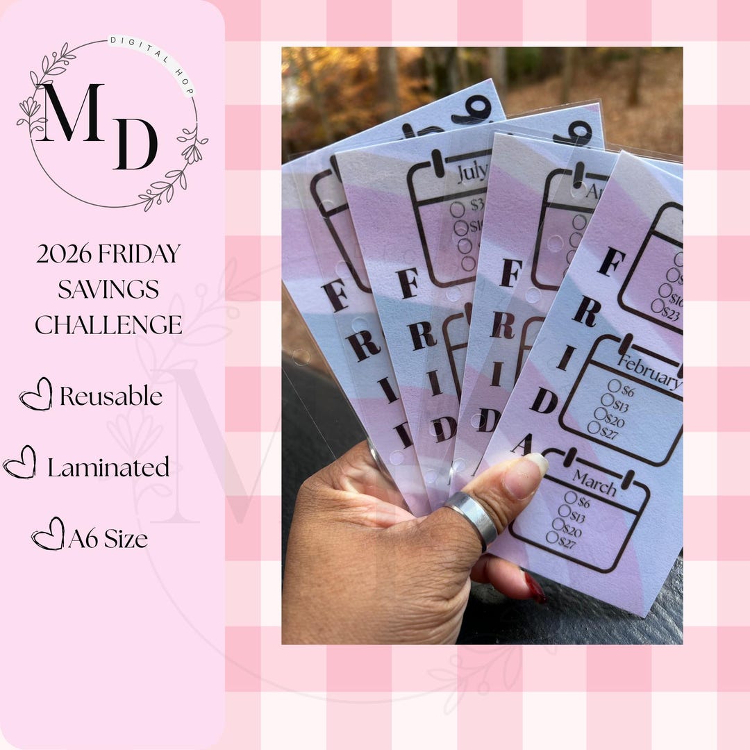 Friday Savings Challenge | Laminated A6 Budget Inserts - Etsy