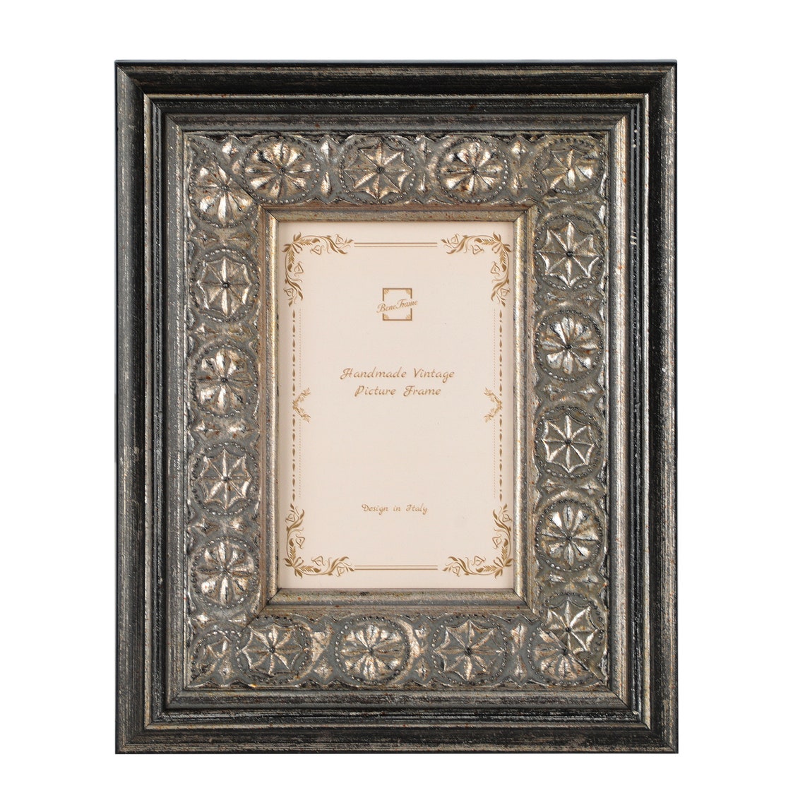 Dark Silver Brass 5x7 Stelliform Embossed Black Handmade Plastic Picture Frame Beneframe - Etsy