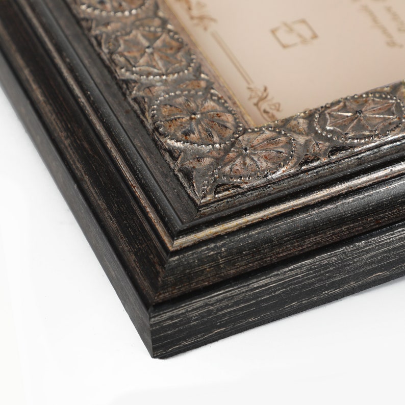 Dark Silver Brass 5x7 Stelliform Embossed Black Handmade Plastic Picture Frame Beneframe - Etsy