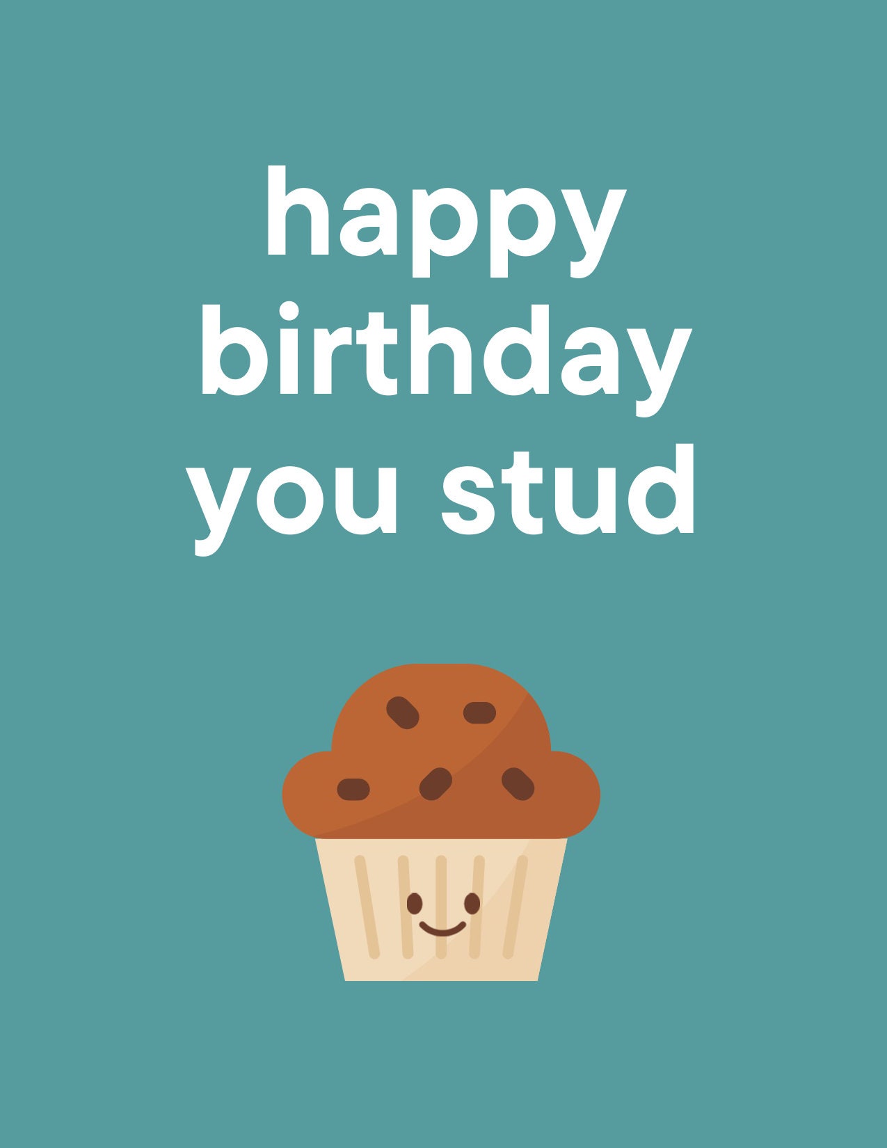Happy Birthday Stud Muffin, Birthday Card, 4.25in X 5.5in, Funny, Cute ...