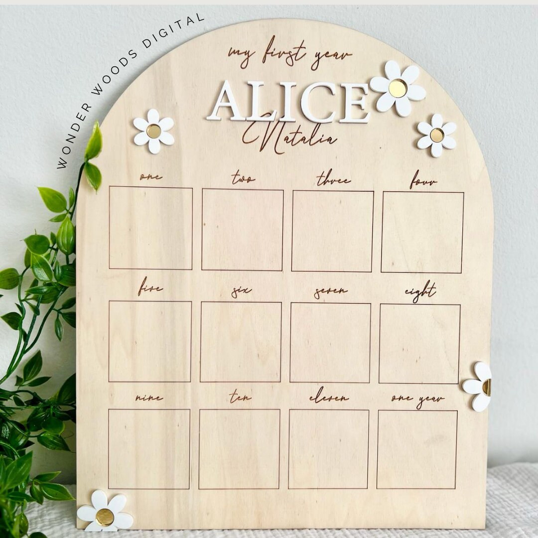 Editable SVG Daisy First Year of Baby Milestone, Twelve Month Arch ...