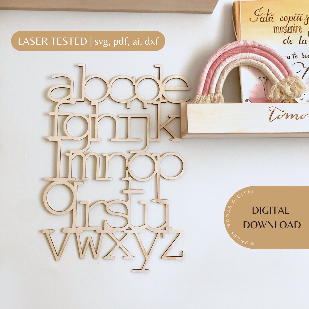 Wooden Alphabet Room Decor SVG Digital Download | Classroom Wall Art ...