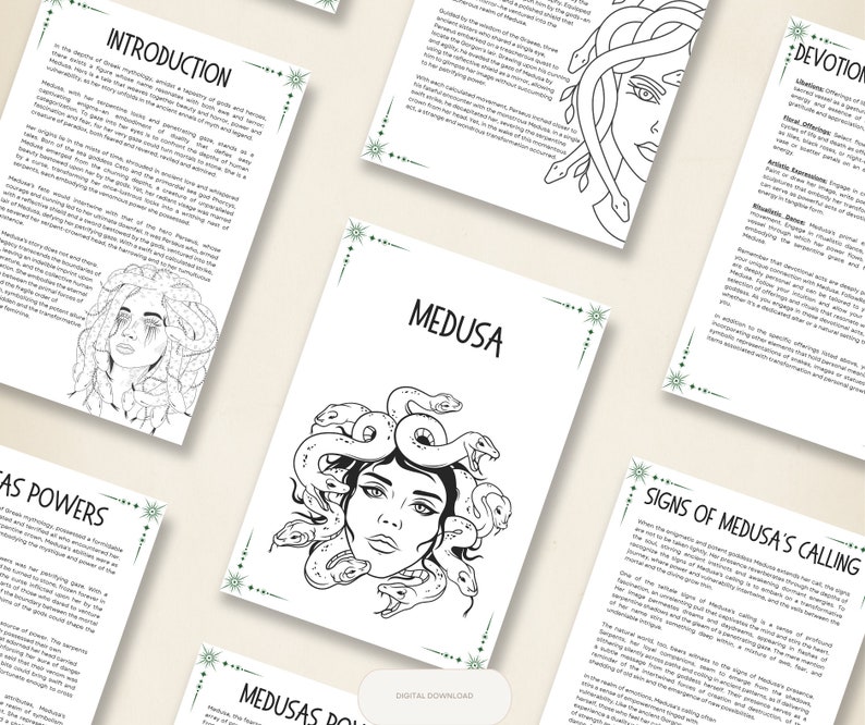 Medusa - Beautiful Pages for Your Book of Shadows, Grimoire, Instant ...