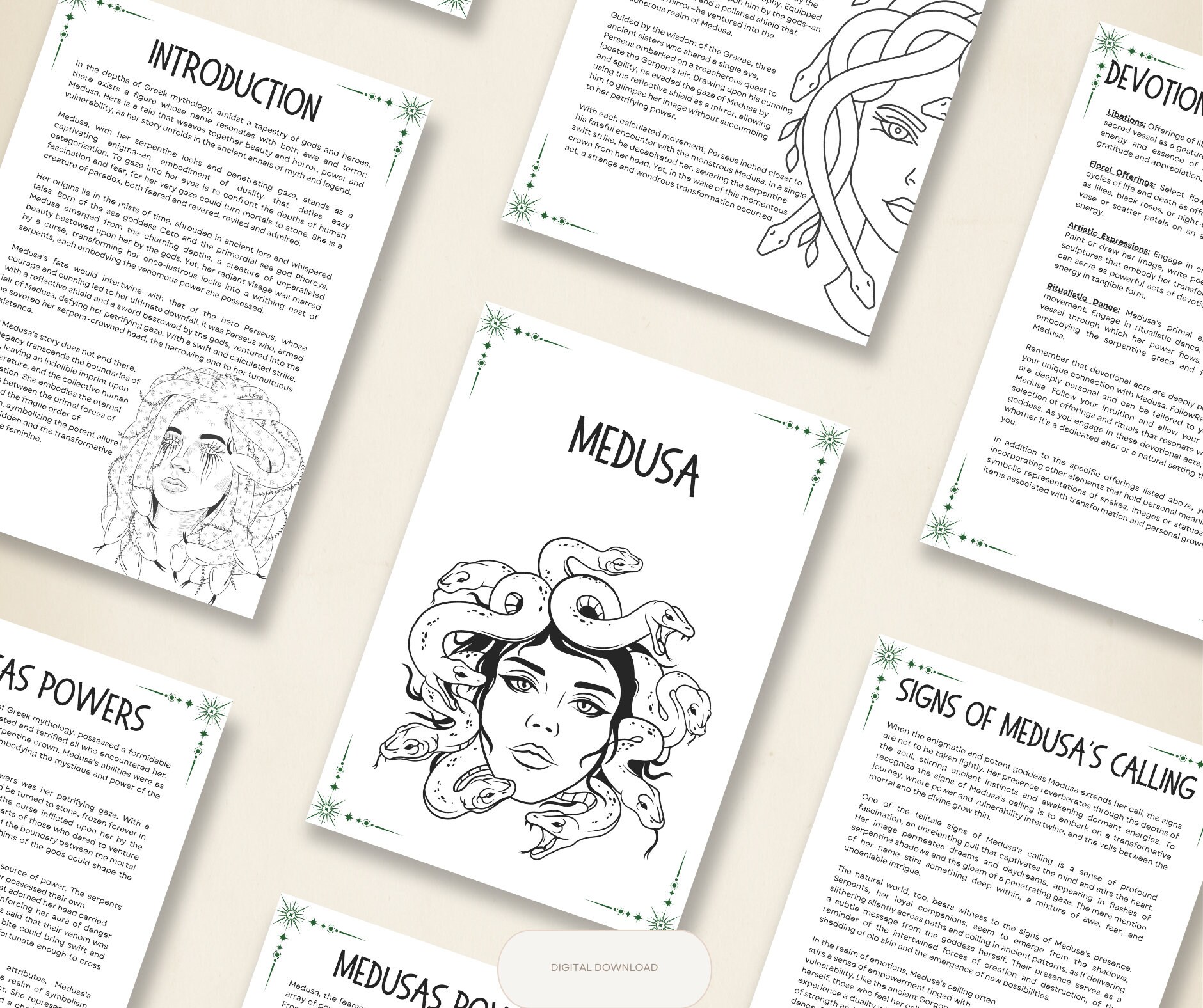 Medusa Beautiful Pages for Your Book of Shadows, Grimoire, Instant ...