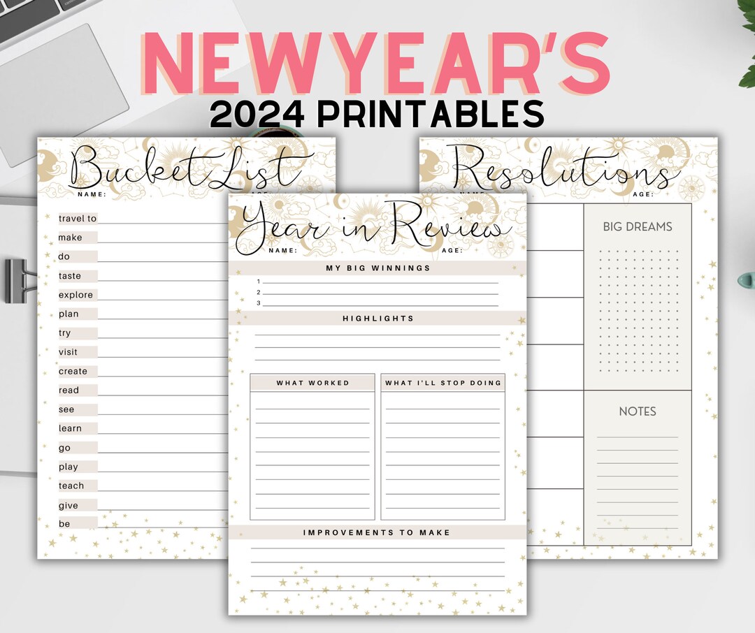 New Year's Printables 2024 Year in Review 2024 Resolutions New Year's ...