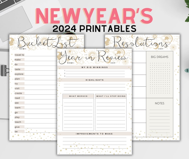 New Year's Printables 2024 Year in Review 2024 Resolutions New Year's ...
