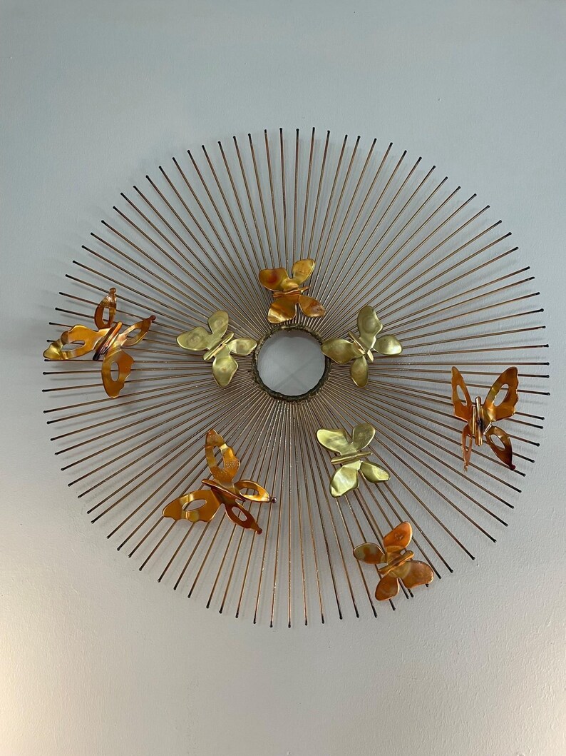 1970s Sunburst Butterfly Metal Wall Sculpture, Curtis Jere Style - Etsy