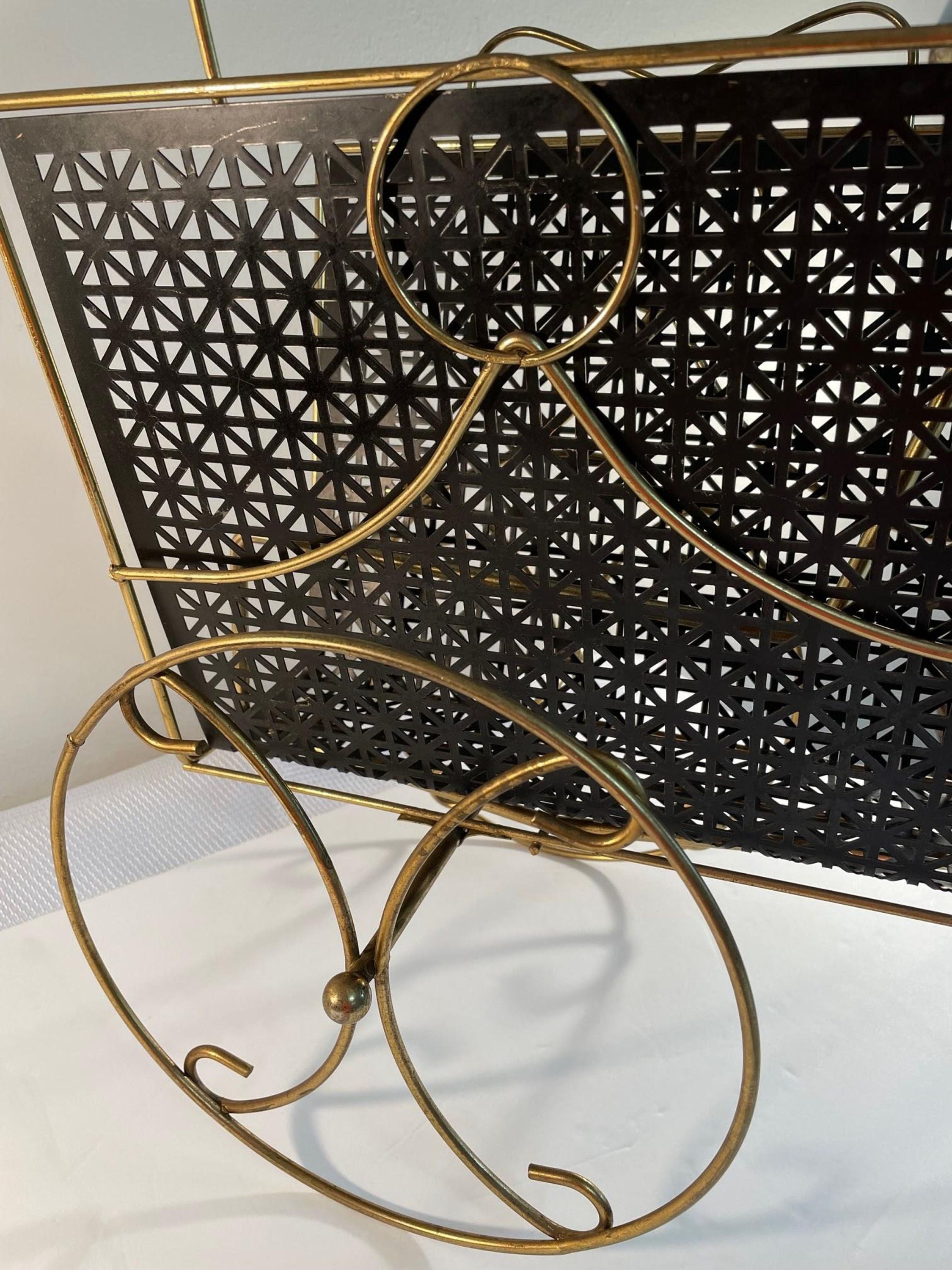 1950s Brass Magazine Rack / Cart With Wheels - Etsy