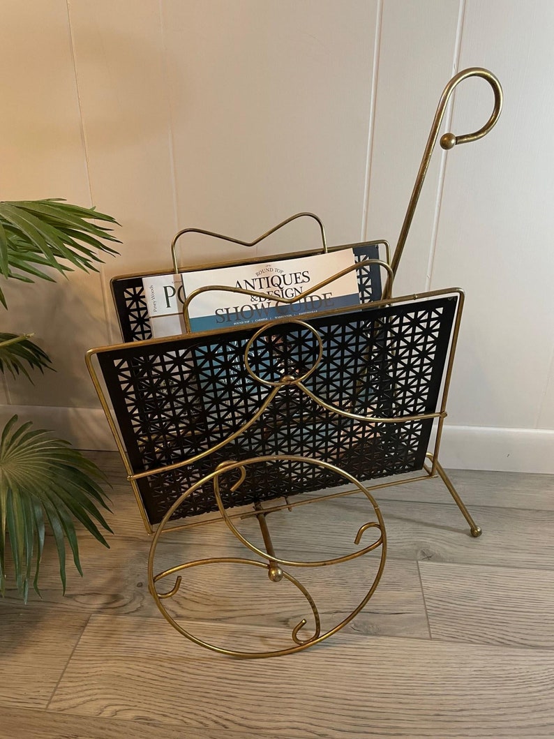1950s Brass Magazine Rack / Cart With Wheels - Etsy