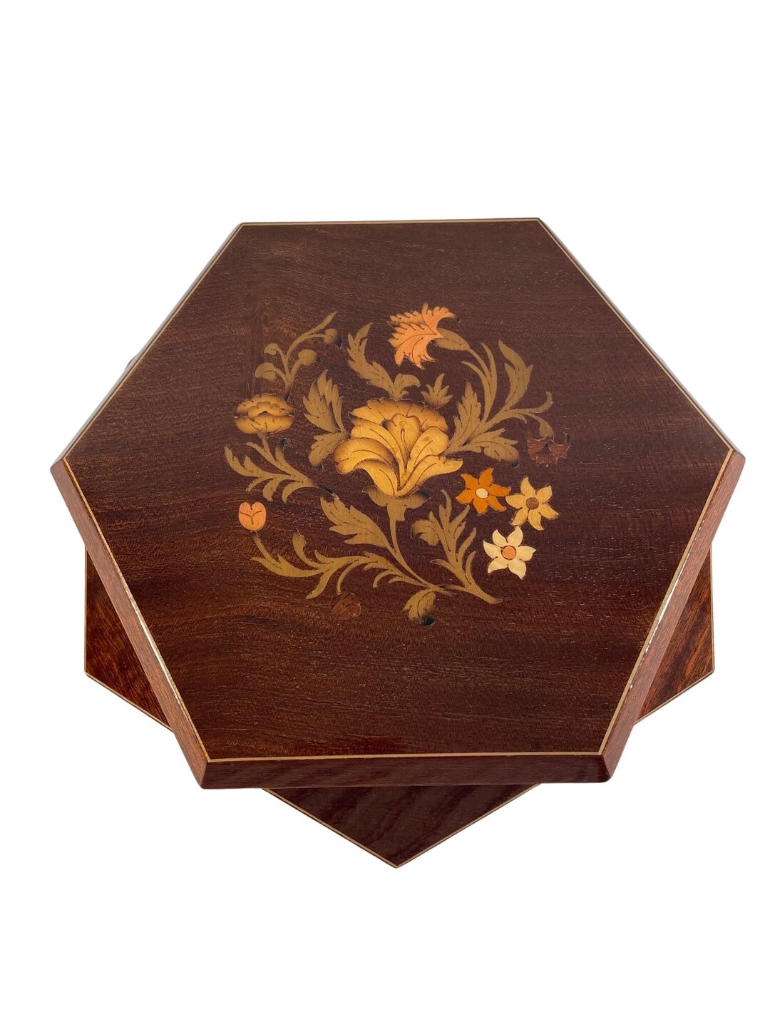 1970s Italian Hexagon Marquetry Musical Jewelry Box - Etsy
