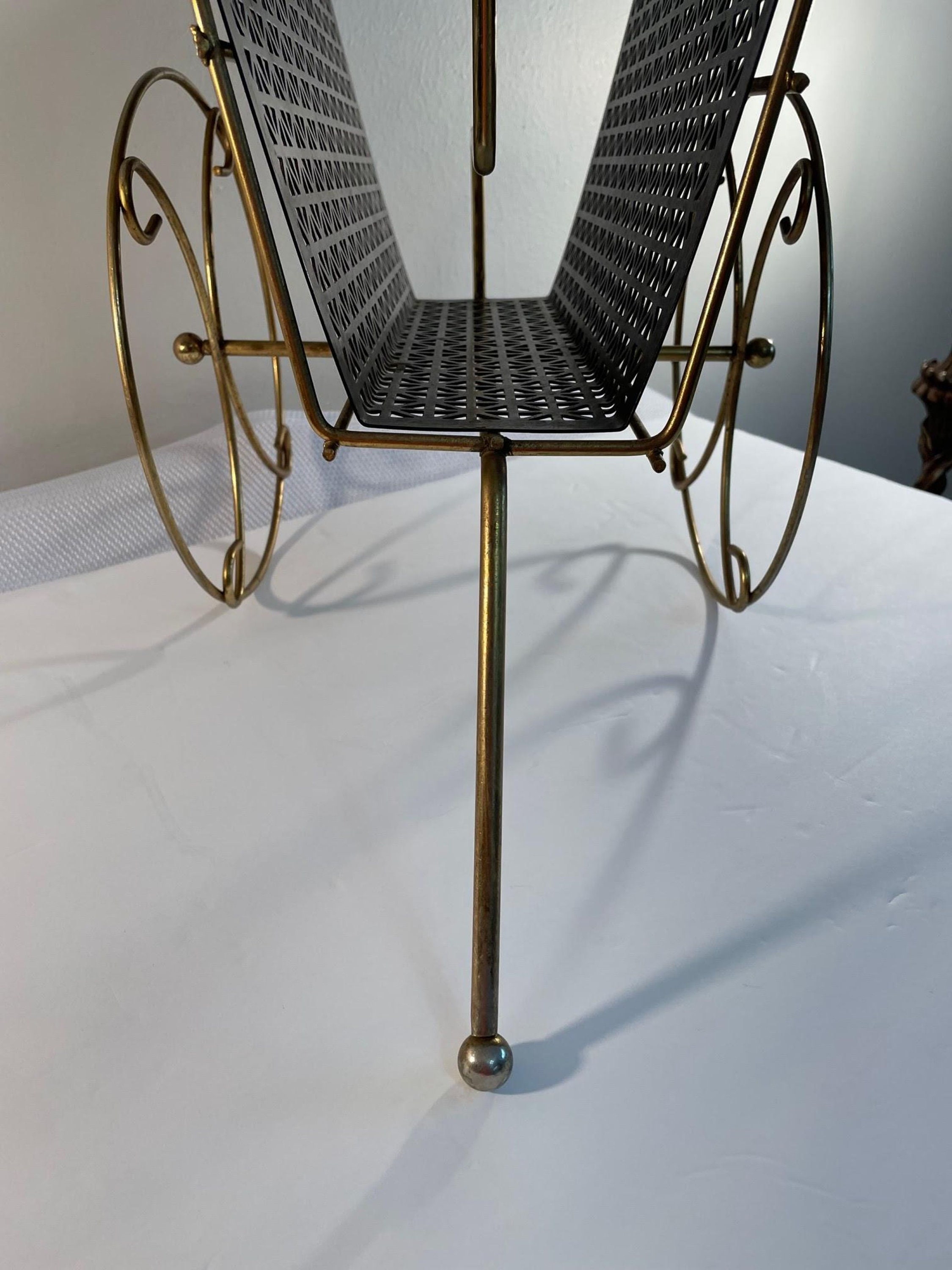 1950s Brass Magazine Rack / Cart With Wheels - Etsy