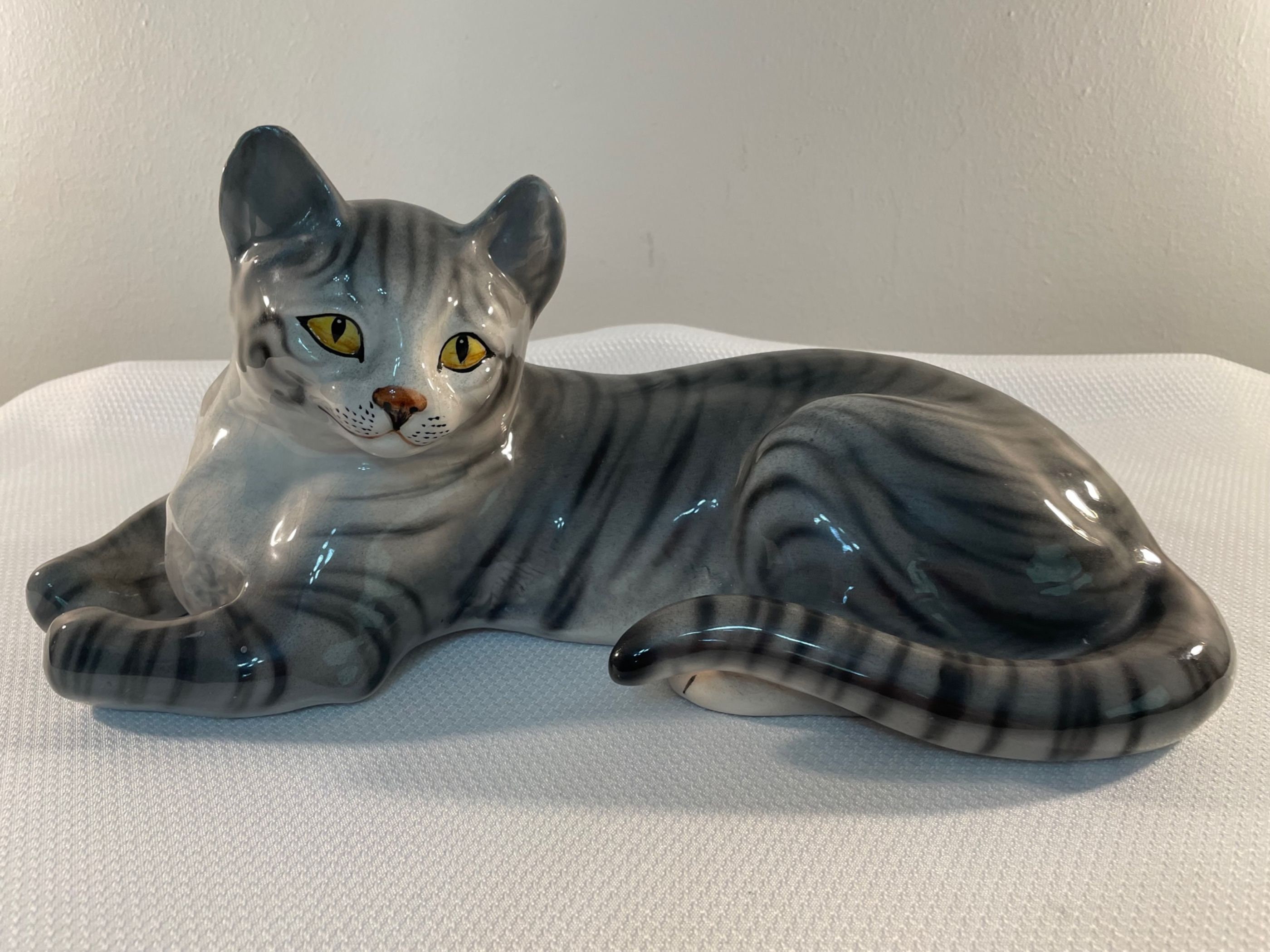 Large Mid 20th Century Ronzan Ceramic Gray Tabby Cat - Etsy