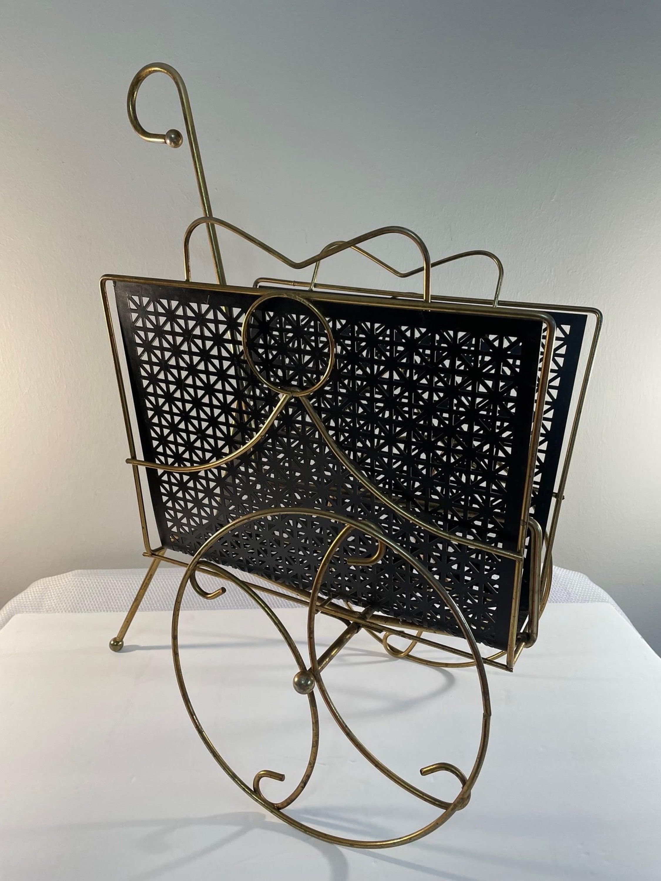 1950s Brass Magazine Rack / Cart With Wheels - Etsy
