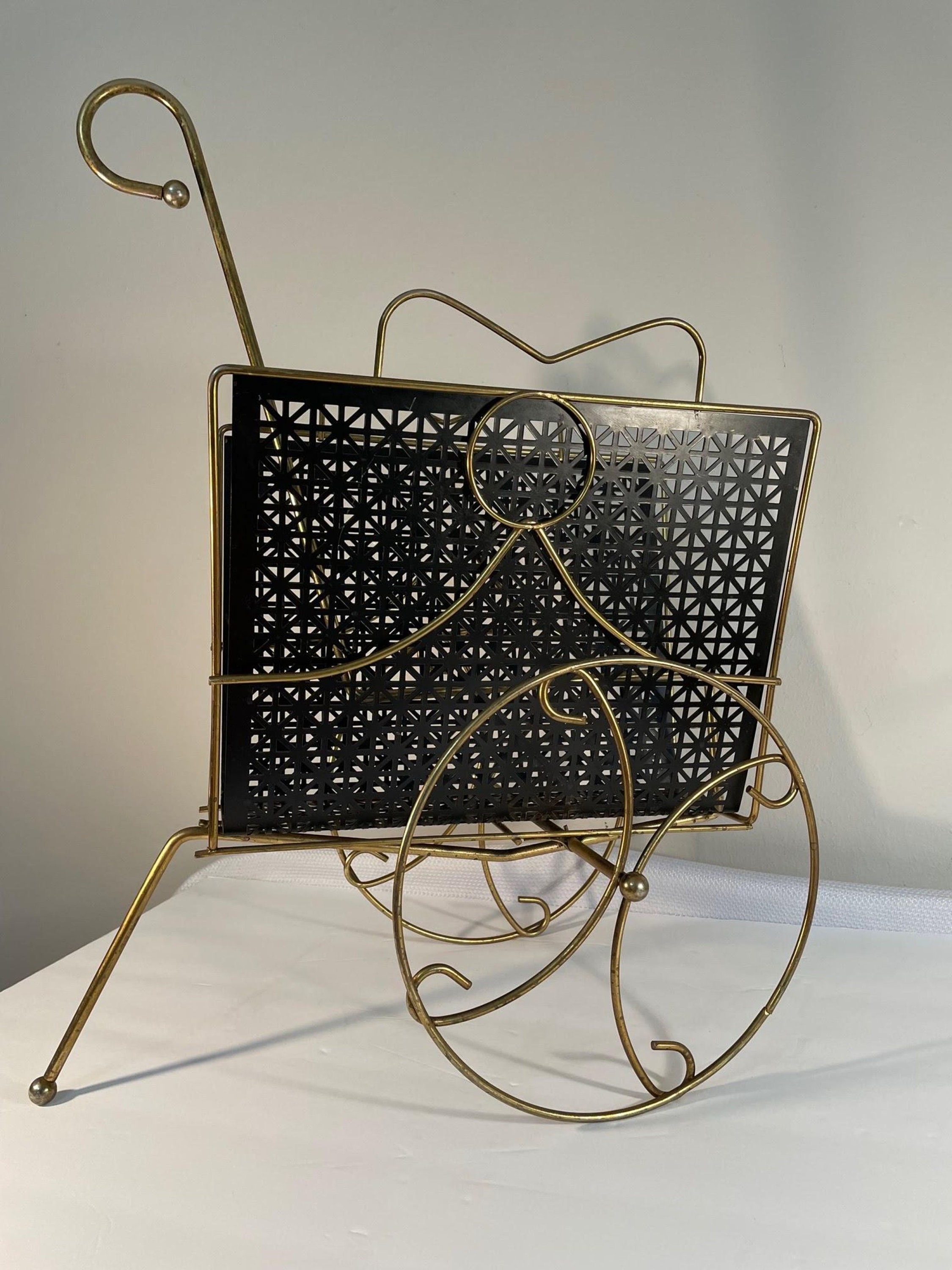 1950s Brass Magazine Rack / Cart With Wheels - Etsy