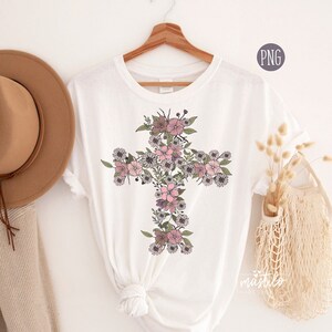 Boho Floral Cross Png, Cross Png, Boho Shirt Designs, Wild Flowers ...